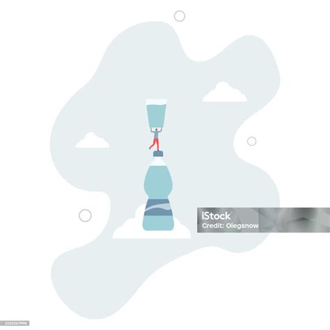 큰 플라스틱 병 근처에 유리를 들고 있는 젊은이 순수함과 신선함 활동적인 라이프 스타일과 건강 관리flat 캐릭터 생활 건강한 생활방식에 대한 스톡 벡터 아트 및 기타