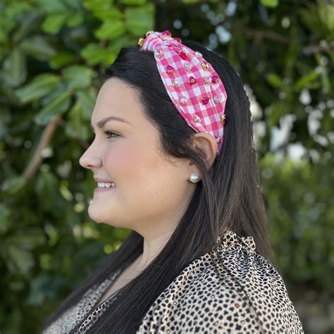 Hot Pink Gingham Embellished Headband Best Of Everything Online