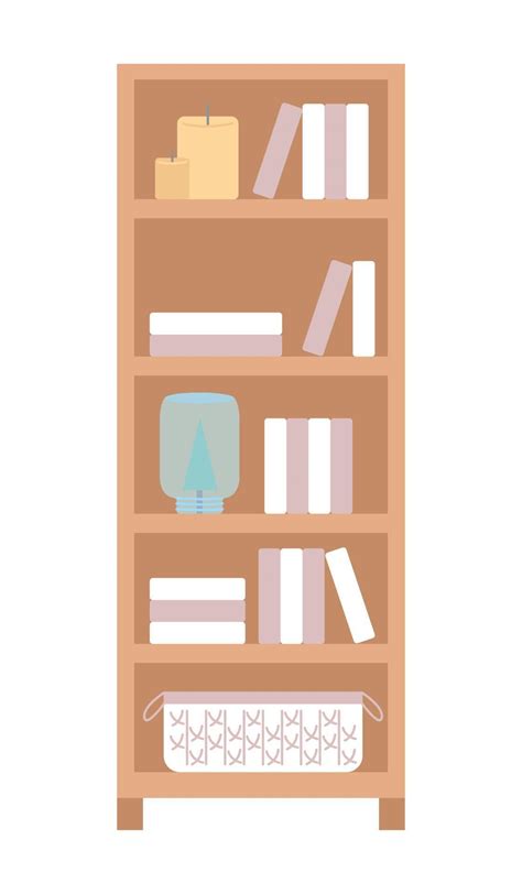 Bookshelf Semi Flat Color Vector Object Editable Element Full Sized Item On White Interior
