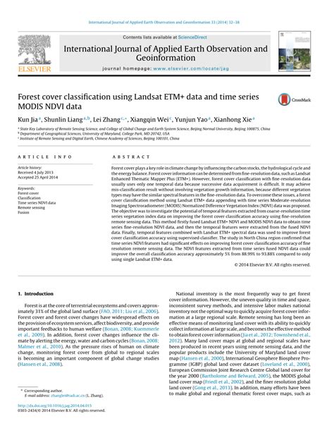 Pdf Forest Cover Classification Using Landsat Etm Plus Data And Time Series Modis Ndvi Data