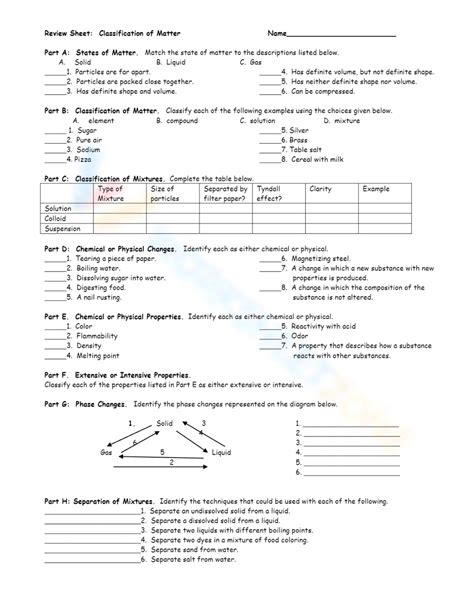 Activity 2 Classifying Matter Worksheet Answers