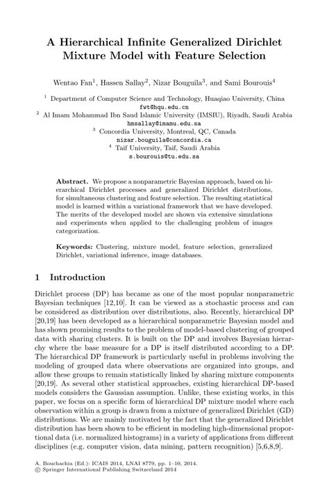 Pdf A Hierarchical Infinite Generalized Dirichlet Mixture Model With