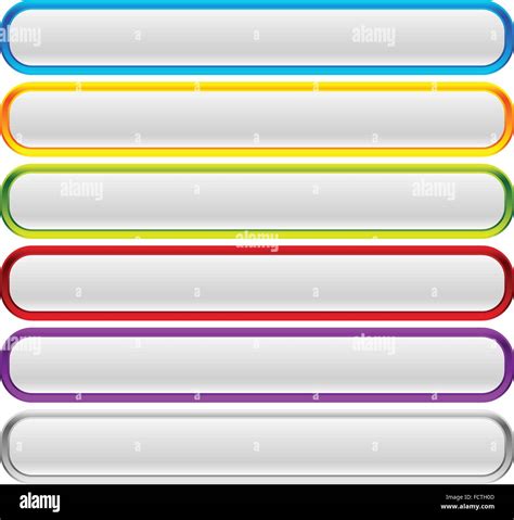 Set Of Rectangular Buttons With Rounded Corners Colorful Banner Button Backgrounds With Empty