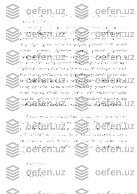 Dasturlash Texnologiyalari Va Algoritmlash Asoslari Dasturlash Texnologiyalar Va Algoritmlash