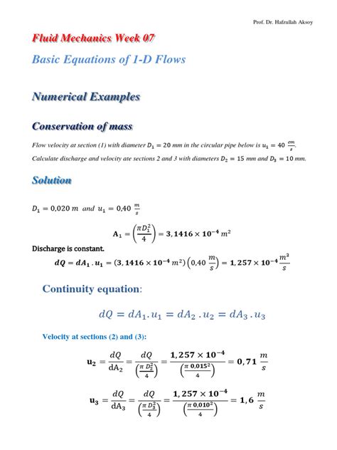 Week 07 Numerical Examples Pdf Fluid Dynamics Chemical Engineering