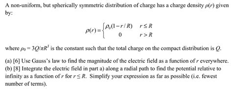 Solved A Non Uniform But Spherically Symmetric Distribution