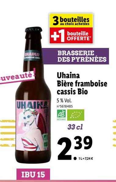 Promo Uhaina Bière Framboise Cassis Bio Chez Lidl Icataloguefr