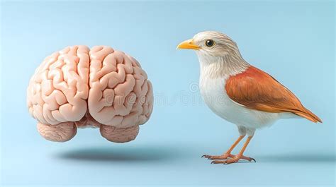 Visual Comparison Of Human Brain And Bird Brain Stock Illustration