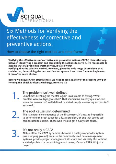 Six Methods For Verifying The Effectiveness Of Corrective And