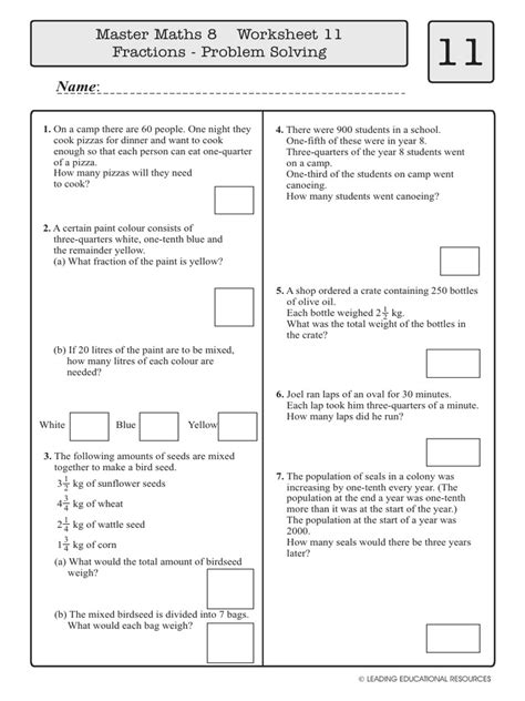 Fractions Problem Solving Pdf