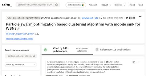 Particle Swarm Optimization Based Clustering Algorithm With Mobile Sink For Wsns Scite Report