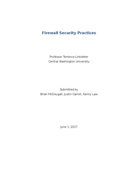 Firewall Security Practices Report Pdf Firewall Computing