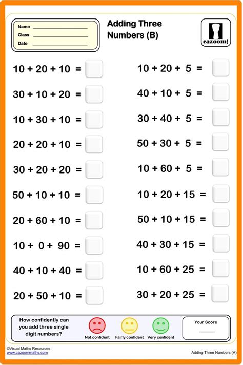 Year 2 Worksheet Addition Drills With Three Numbers Year 2 Maths