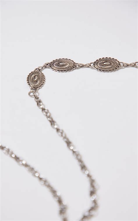 Silver Small Metal Disc Chain Belt Accessories Plt
