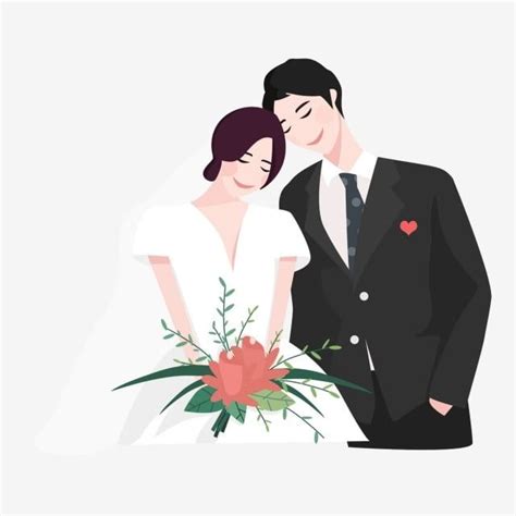 รูปเจ้าบ่าวเจ้าสาวที่น่ารักงานแต่งงานการออกแบบตัวละครในฤดูกาลสามารถองค์ประกอบเชิงพาณิชย์ Png