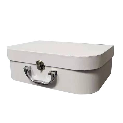Plain Ivory White Cardboard Suitcase T Box With Metal Handle Set