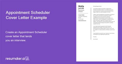 Appointment Scheduler Cover Letter Example For 2024