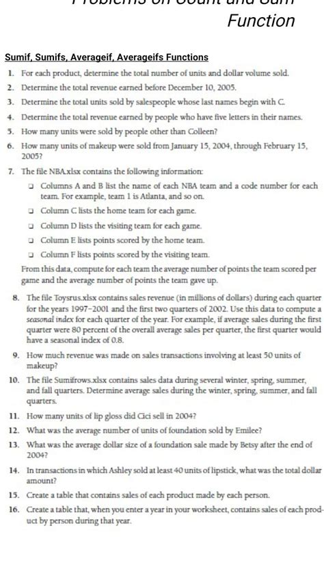 Function Sumif Sumifs Averageif Averageifs Chegg