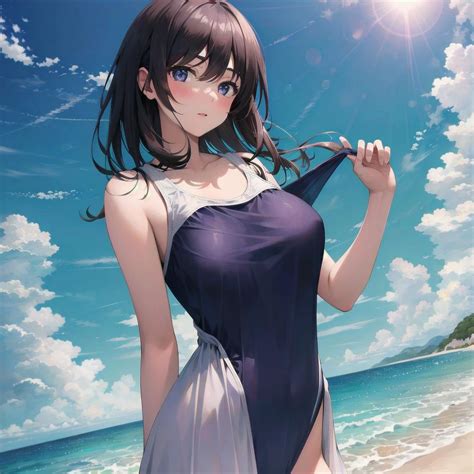 Masterpiece 1girl Swimsuit Large Breasts Seaart Ai
