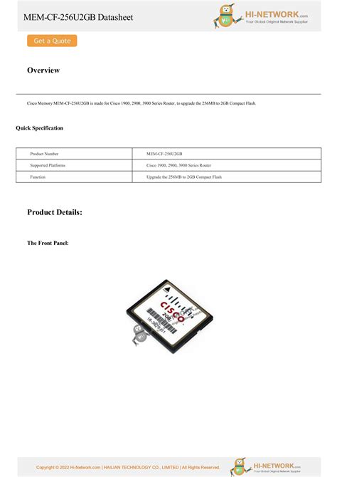 Cisco Mem Cf 256u2gb Datasheet By Hi Network Issuu