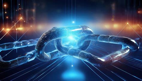 blockchain technology visualized with glowing chain link symbolizing