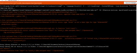 Unable To Compile Example With Etherneth Library General Guidance