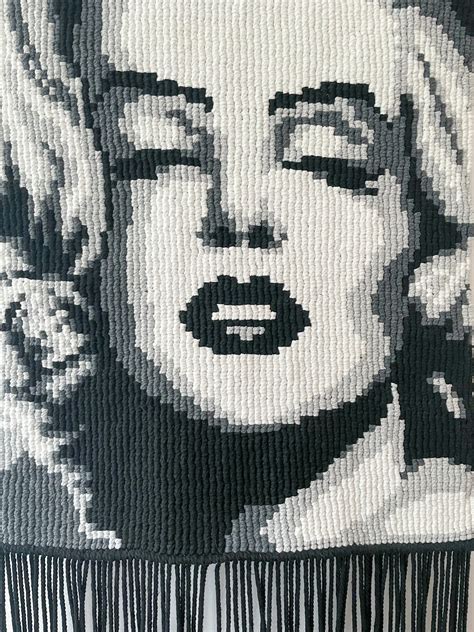 Large Marilyn Monroe Portrait Pixel Macrame Modern Wall Art Textile