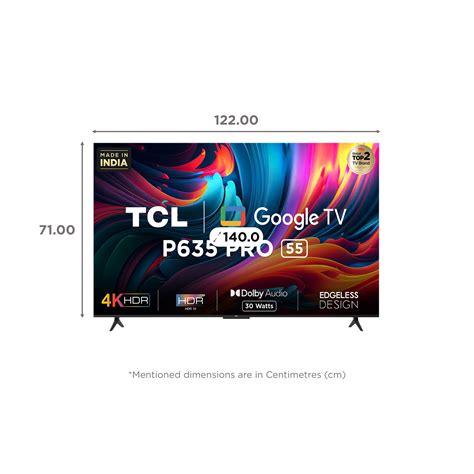 Buy TCL 55P635 Pro 140 Cm 55 Inch 4K Ultra HD LED Google TV With Google Assistant Online Croma