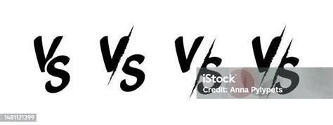 흰색 배경에 설정된 아이콘 과 비교됩니다 만화 Vs 문자 대 기호 또는 기호 배틀 로고 엠블럼 대 전투 대 전투 충돌 기호 세트