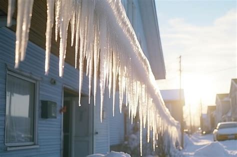 Hielo Sucio Colgando De Los Techos En Las áreas Urbanas Imagen