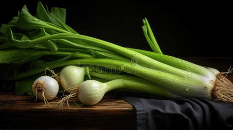 Leek Vegetable On Dark Background Stock Illustration Illustration Of