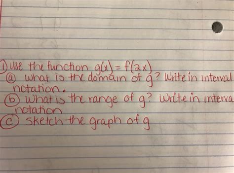 Solved Use The Function Gx F2x A What Is The Domain