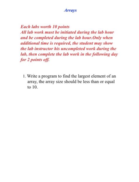 Solved Arrays Each Labs Worth 10 Points All Lab Work Must Be