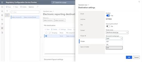 Printer Er Destination Type Finance And Operations Dynamics 365 Microsoft Learn