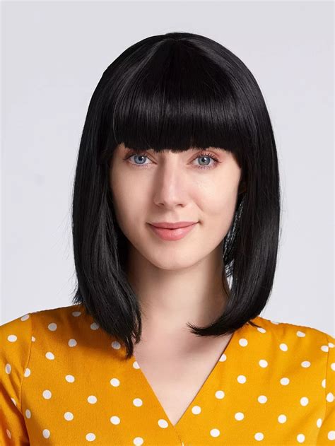 Natural Short Bob Wig With Bangs
