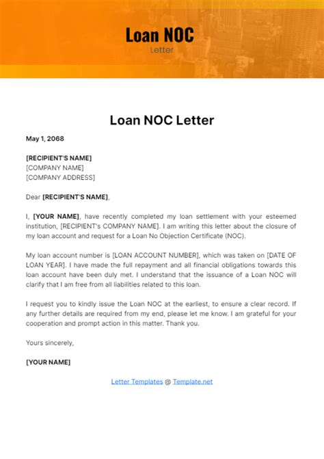 Free Loan Noc Letter Template To Edit Online