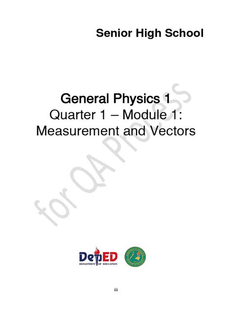 Senior General Physics 1 Module 1 For Printing Download Free Pdf Euclidean Vector Accuracy