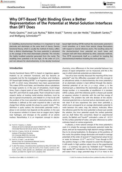 Why Dft Based Tight Binding Gives A Better Representation Of The Potential At Metal Solution