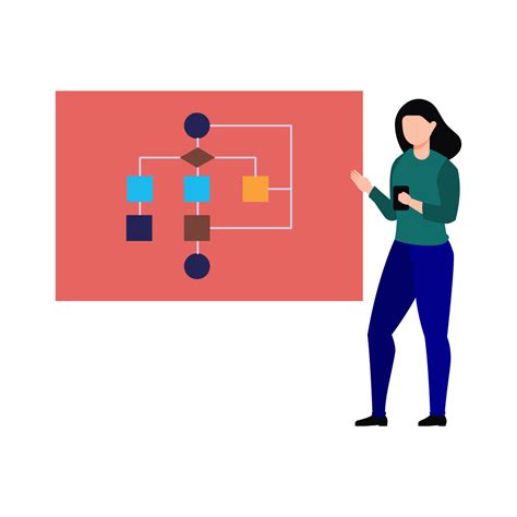 Flowchart Diagram Female Working Board Icon Download On Iconfinder