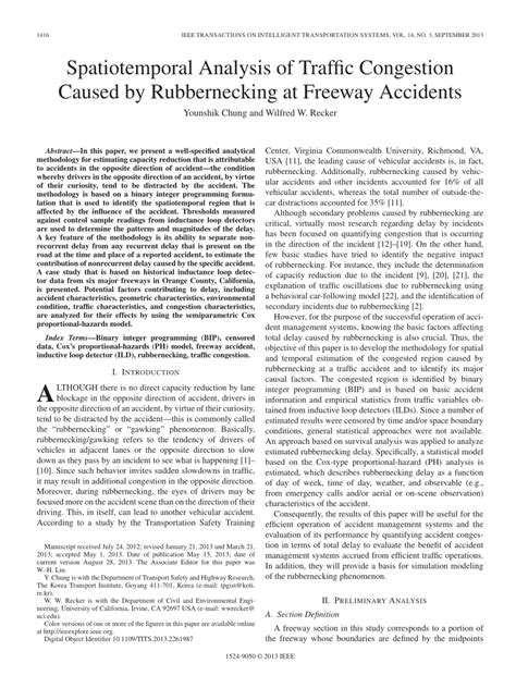 Pdf Spatiotemporal Analysis Of Traffic Congestion Caused By Rubbernecking At Freeway Accidents