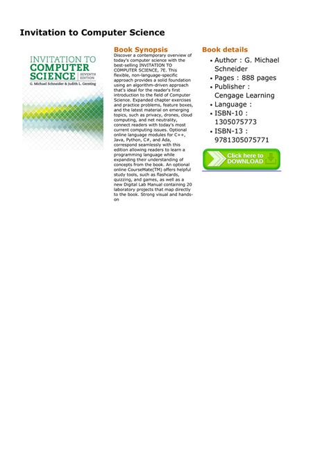 Getpdf Invitation To Computer Science Fullonline By Gay Flipsnack