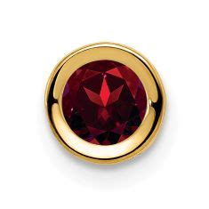 Round Bezel Garnet 14k Yellow Gold Chain Slide Pendant 5mm Reeds