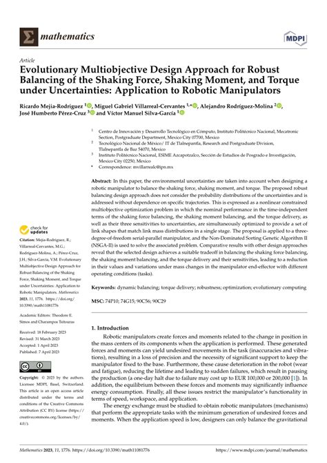Pdf Evolutionary Multiobjective Design Approach For Robust Balancing