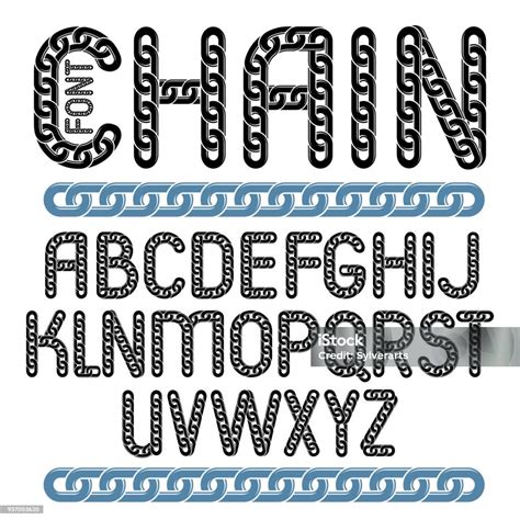 벡터 영어 알파벳 편지 컬렉션입니다 자본 크리에이 티브 글꼴 철 체인 연결 연결 강철에 대한 스톡 벡터 아트 및 기타 이미지 강철 고리 사슬 규제 장치 Istock