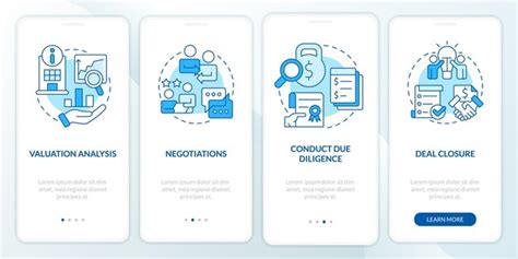 Premium Vector Stages Of Merger Blue Onboarding Mobile App Screen