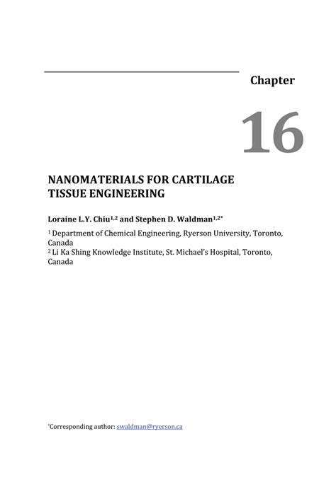 Pdf Nanomaterials For Cartilage Tissue Engineering