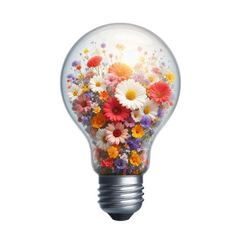 A Light Bulb With Flowers Inside Of It Premium Ai Generated Image