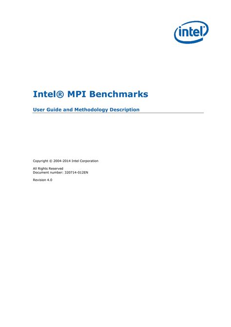 Intel® Mpi Benchmarks User Guide And Methodology Manualzz