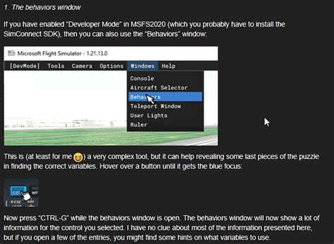 Why Does Ctrl G On A Selected Control Not Show Details In Behavior