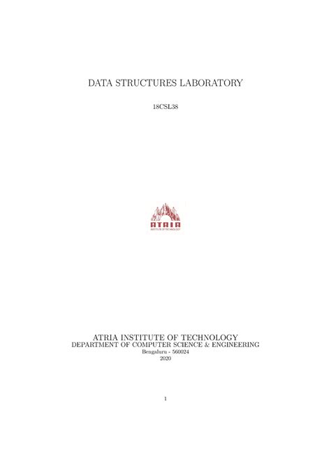Dslab Dsa Lab Manual Data Structures Laboratory 18csl Atria
